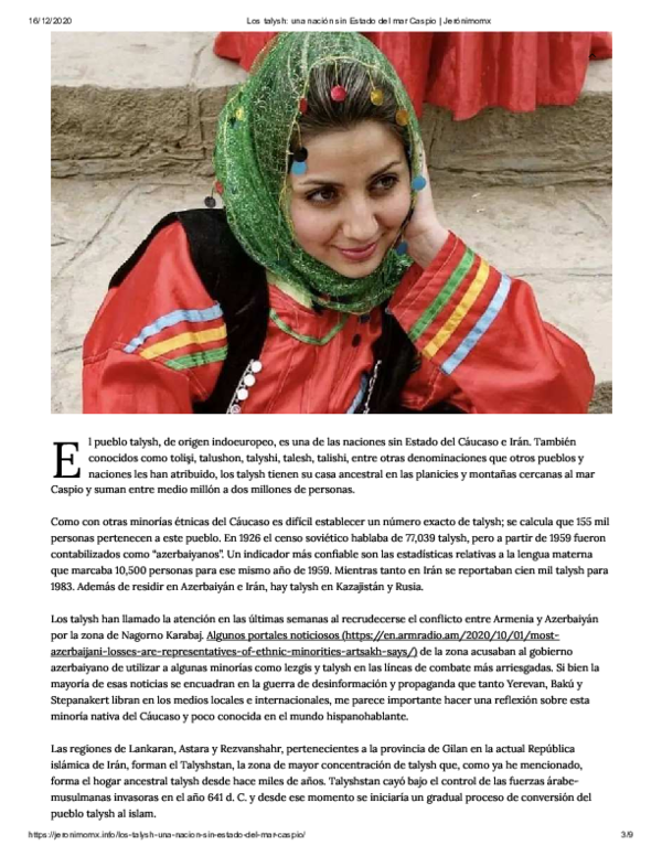 (PDF) Los talysh una nacion sin Estado del mar Caspio Jeronimomx