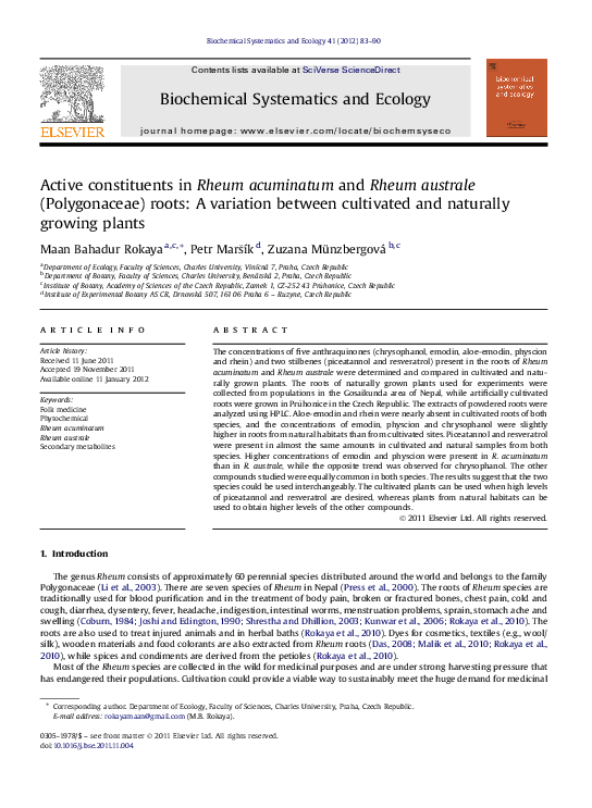 (PDF) Active constituents in Rheum acuminatum and Rheum australe ...