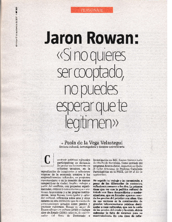 (PDF) Jaron Rowan: “Si no quieres ser cooptado, no puedes esperar que ...