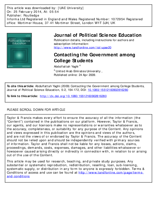 (PDF) Contacting the Government among College Students