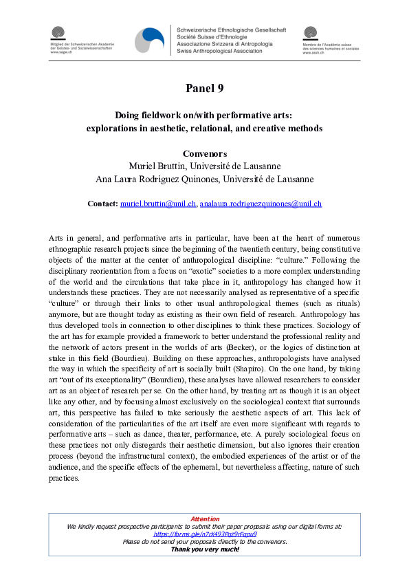 (PDF) Doing fieldwork on/with performative arts: explorations in ...