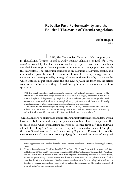 (PDF) Rebetiko past, performativity and the political: the music of ...