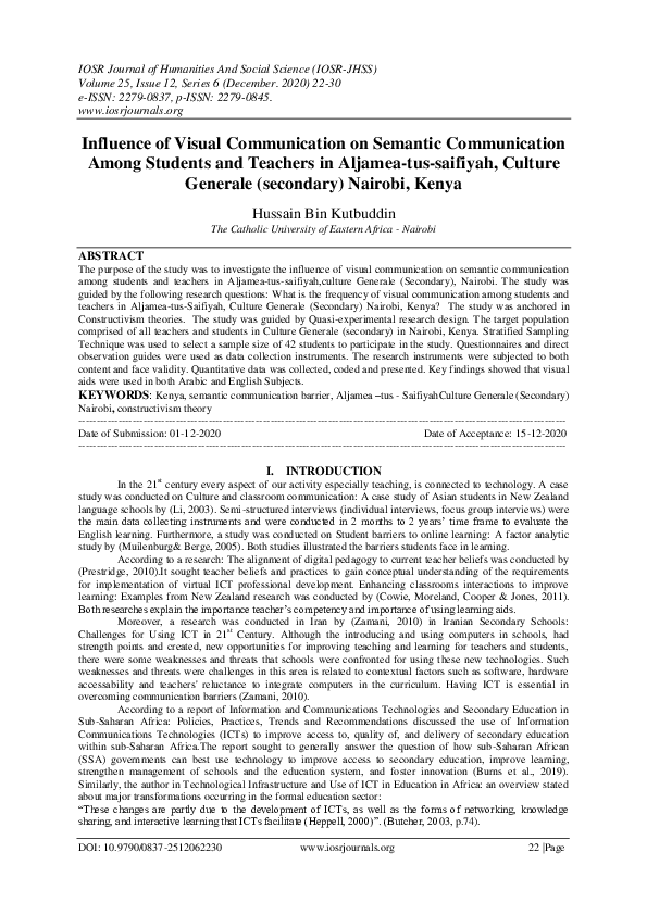 (PDF) Influence of Visual Communication on Semantic Communication Among ...