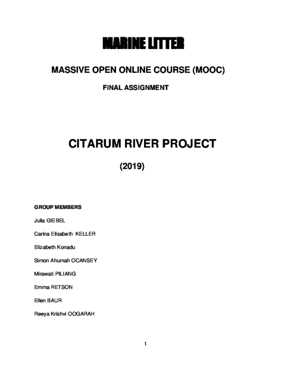 (PDF) MARINE LITTER MASSIVE OPEN ONLINE COURSE (MOOC) FINAL ASSIGNMENT CITARUM RIVER PROJECT ...