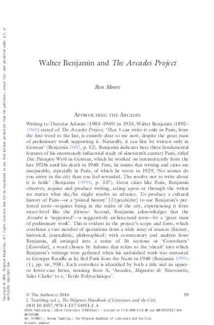 (PDF) Walter Benjamin and the Arcades Project