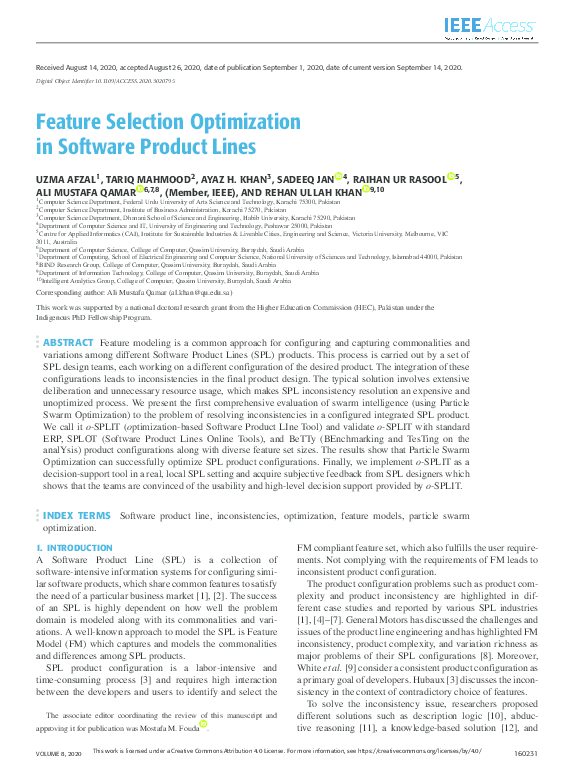 Pdf Feature Selection Optimization In Software Product Lines