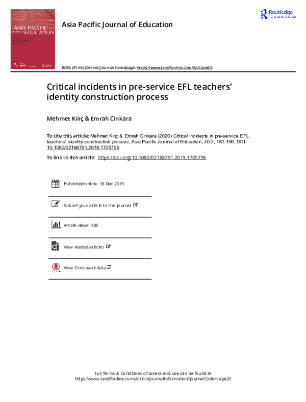 (PDF) Critical incidents in pre-service EFL teachers' identity ...