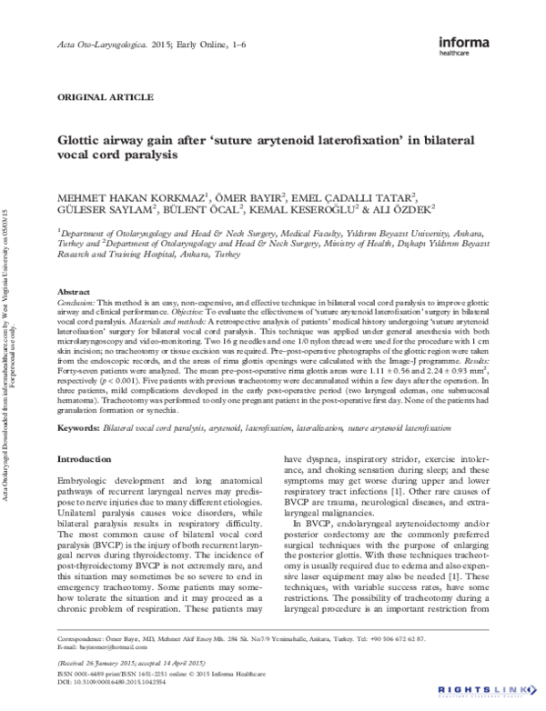(PDF) Glottic airway gain after ‘suture arytenoid laterofixation’ in ...