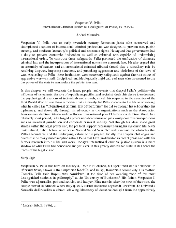 (PDF) Vespasian V. Pella: International Criminal Justice as a Safeguard ...
