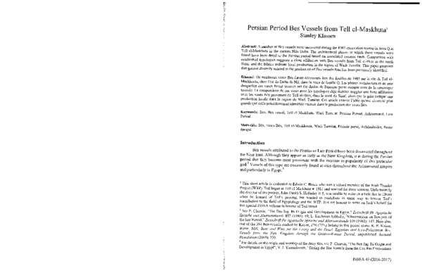 (PDF) Persian Period Bes Vessels from Tell el-Maskhuta