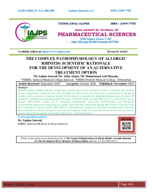 (PDF) THE COMPLEX PATHOPHYSIOLOGY OF ALLERGIC RHINITIS: SCIENTIFIC ...