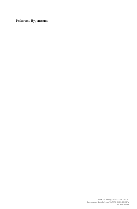 (PDF) Pesher and Hypomnema: A Comparison of Two Commentary Traditions ...