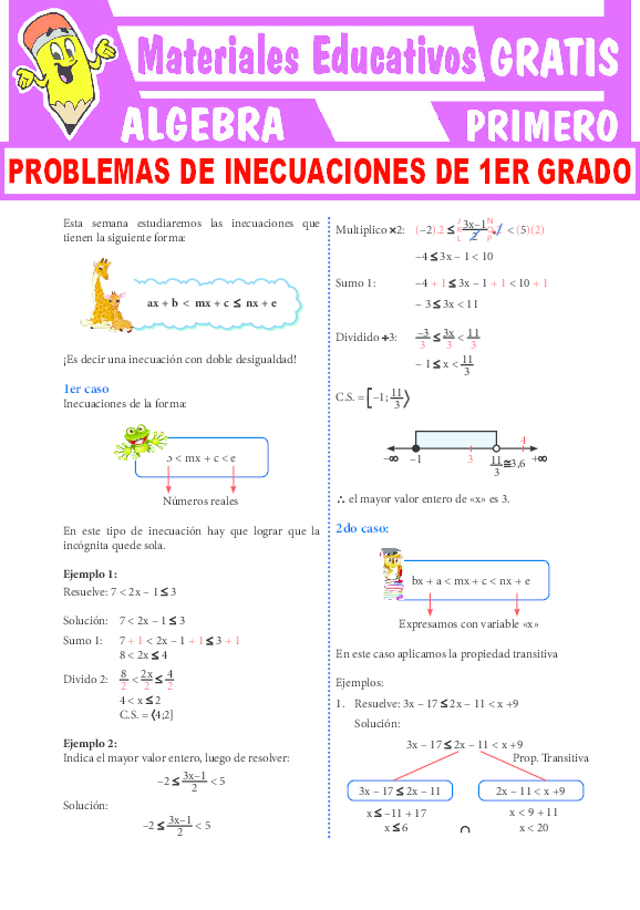 (PDF) Problemas de Inecuaciones de 1er Grado Para Primer Grado de Secundaria