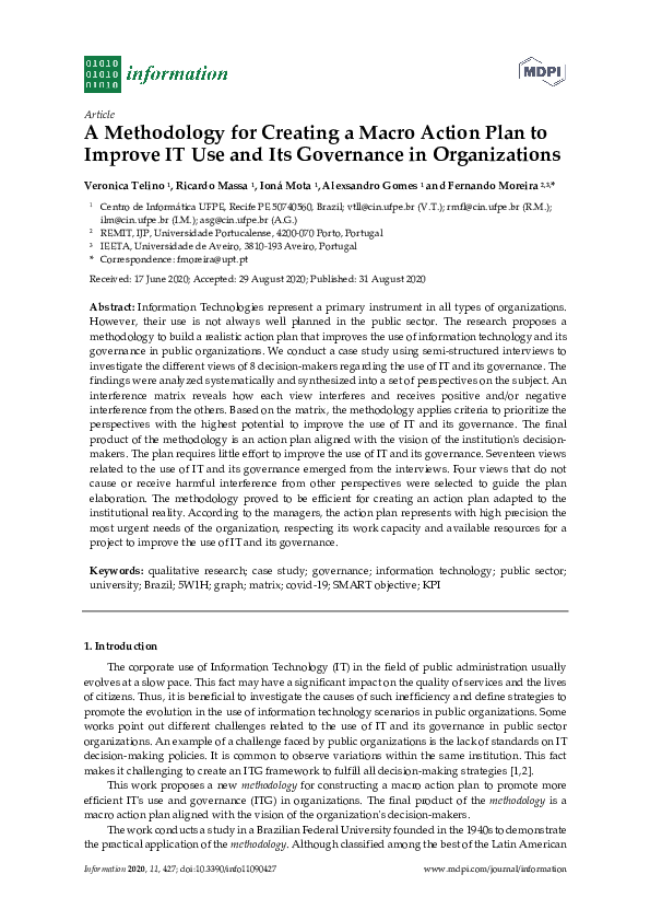 (PDF) A Methodology for Creating a Macro Action Plan to Improve IT Use ...