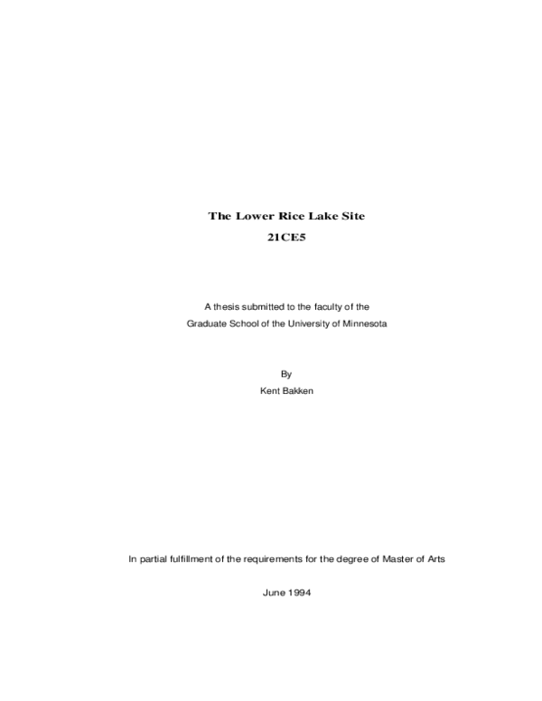 (PDF) The Lower Rice Lake Site 21CE5