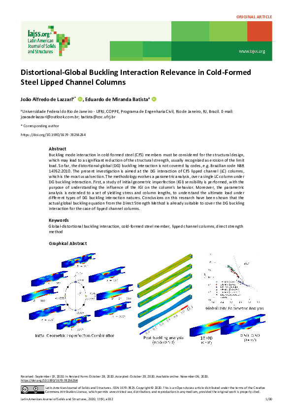 (PDF) Distortional-Global Buckling Interaction Relevance in Cold-Formed ...