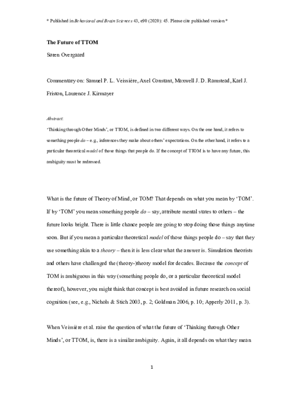 (PDF) The Future of TTOM