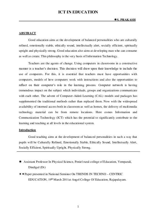 (PDF) ICT In Education