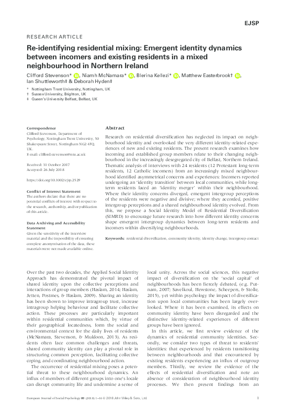 (PDF) Re-identifying residential mixing: Emergent identity dynamics ...