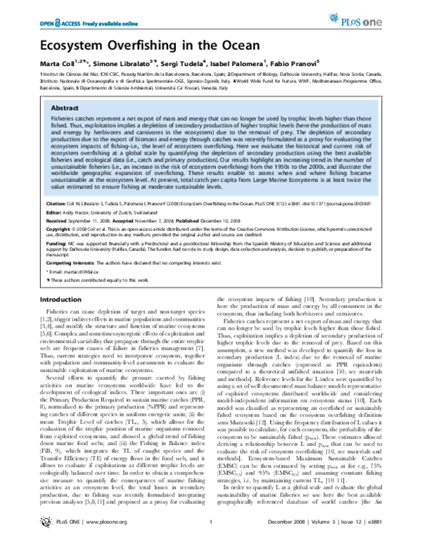 (PDF) Ecosystem overfishing in the ocean