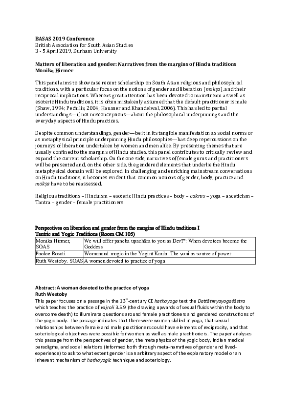 (DOC) Westoby, Ruth. 2019. BASAS. Abstract. A woman devoted to the ...