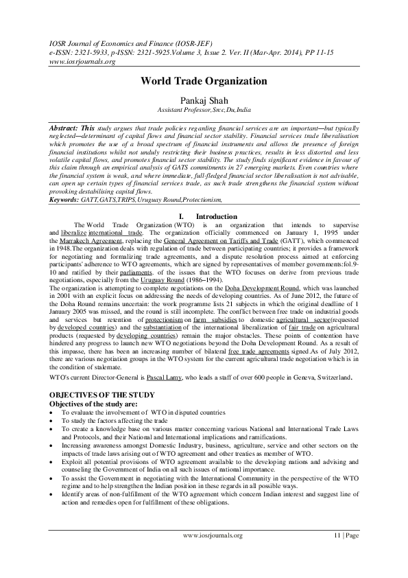 (PDF) World Trade Organization