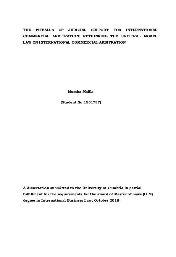 (PDF) THE PITFALLS OF JUDICIAL SUPPORT FOR INTERNATIONAL COMMERCIAL ...