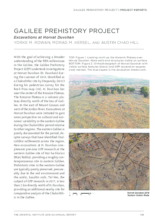 (PDF) Galilee Prehistory Project: Excavations at Horvat Duvshan