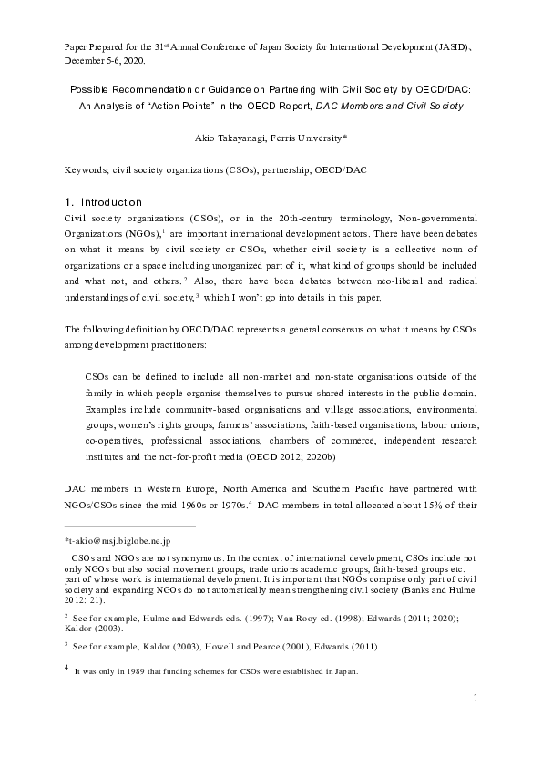 (PDF) Possible Recommendation or Guidance on Partnering with Civil Society by OECD/DAC: An ...