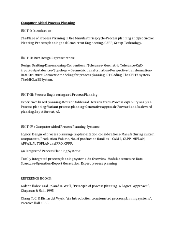 (DOC) Computer Aided Process Planning