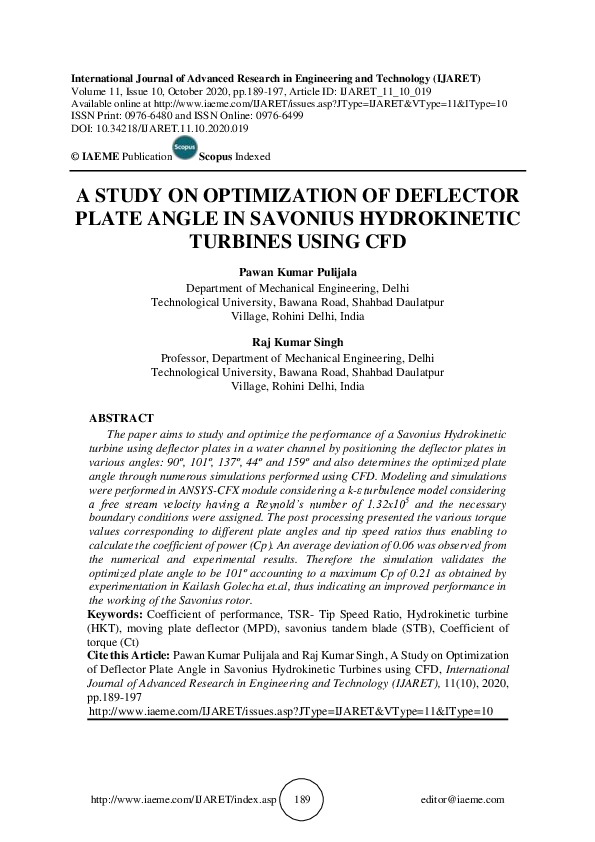 (PDF) A Study on Optimization of Deflector Plate Angle in Savonius ...