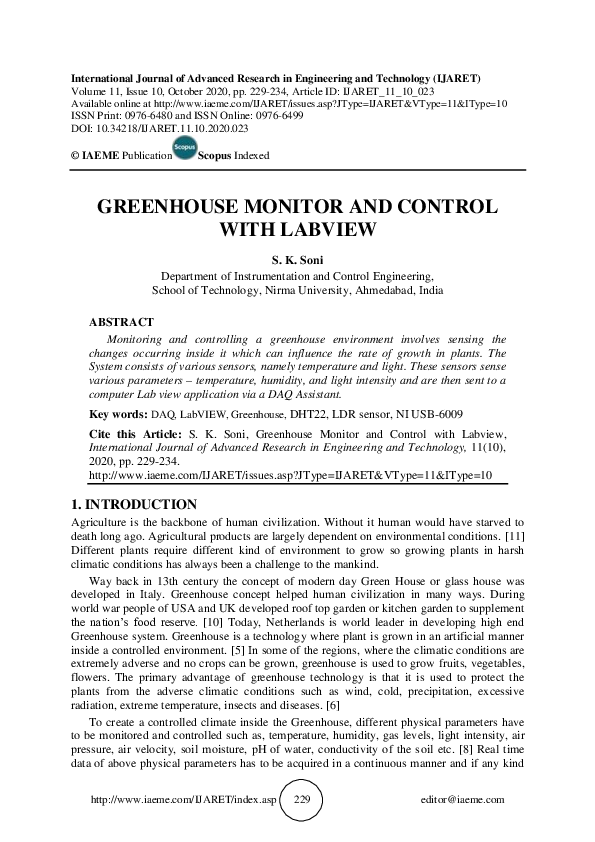 (PDF) Greenhouse Monitor and Control with Labview