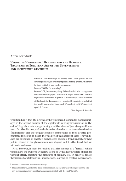 (PDF) Hermit vs Hermetism. Hermits and the Hermetic Tradition in ...