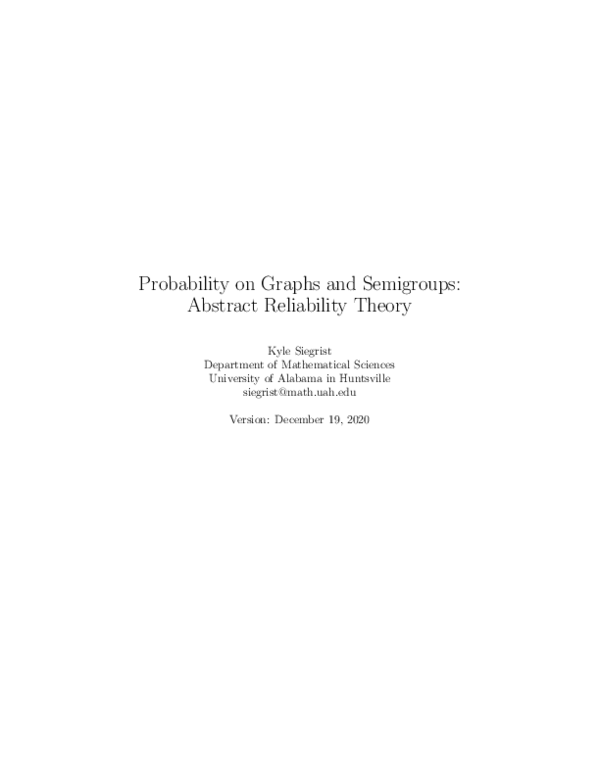 (PDF) Probability on Graphs and Semigroups: Abstract Reliability Theory ...