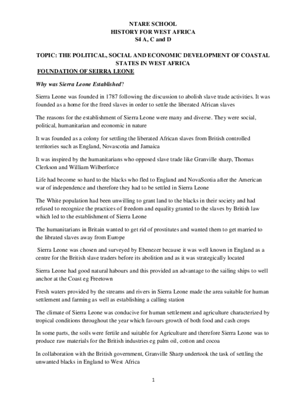 (PDF) NTARE SCHOOL S.4 history of west Africa notes