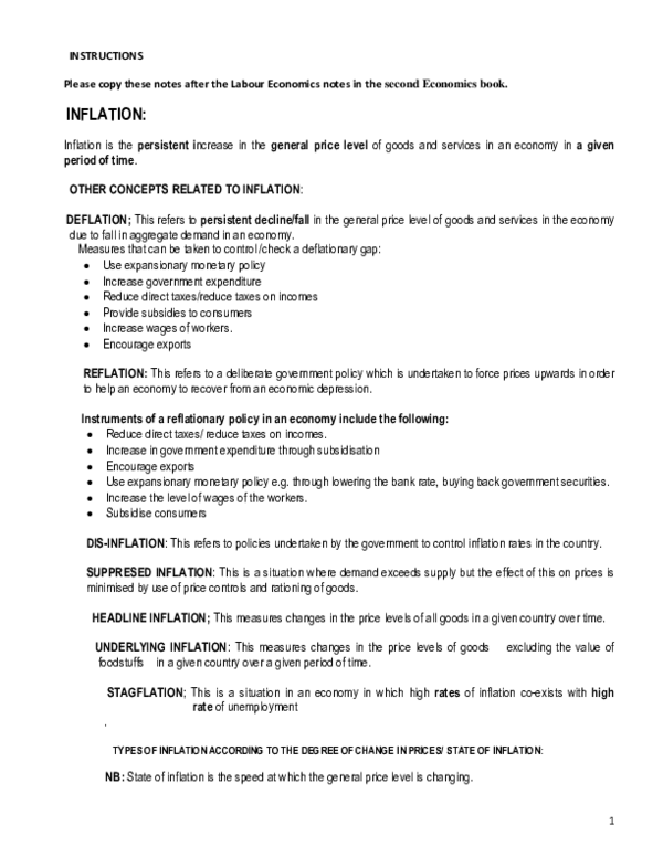(PDF) S.6 Economics Notes Inflation