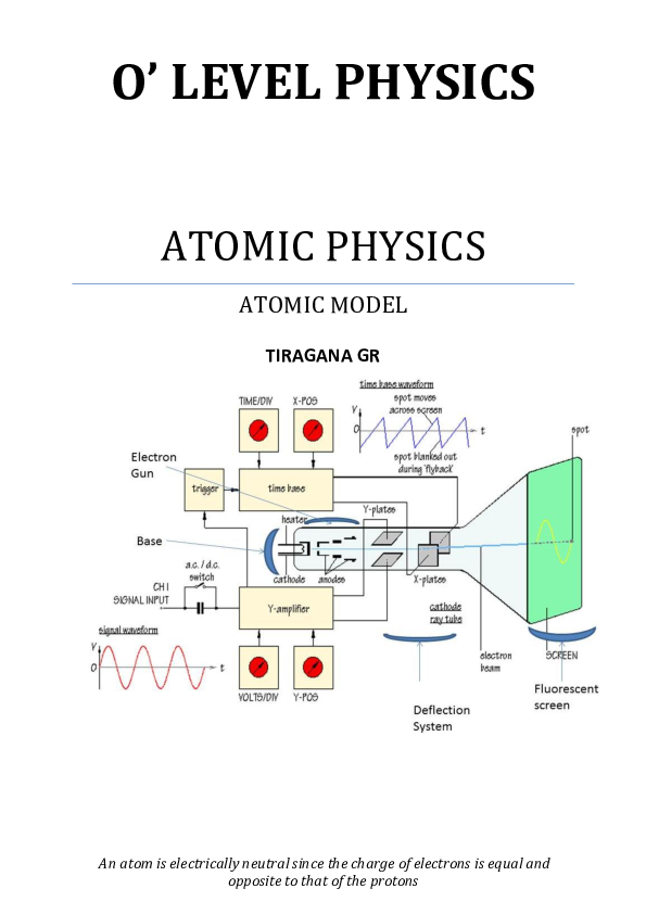 (PDF) O' LEVEL PHYSICS ATOMIC PHYSICS ATOMIC MODEL TIRAGANA GR