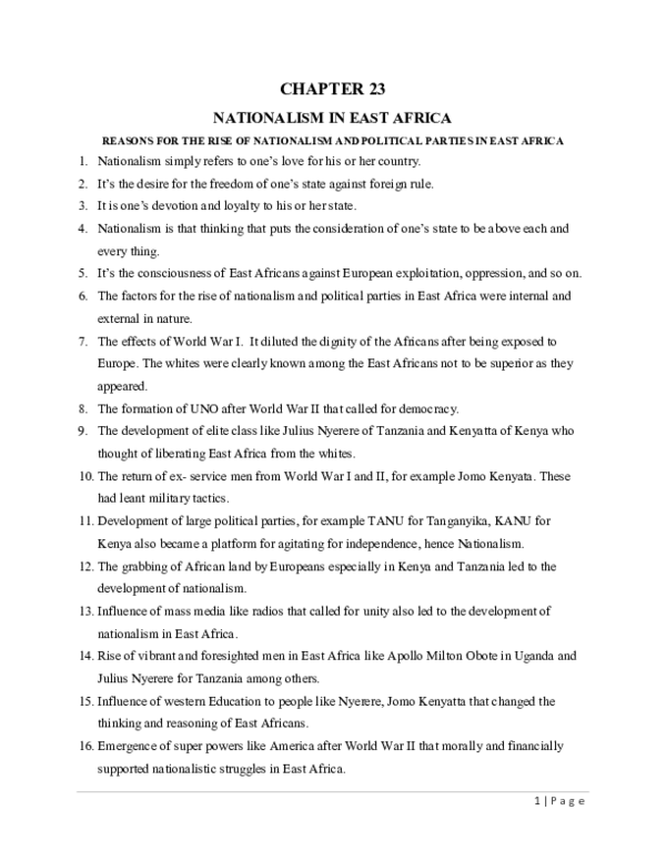 (PDF) CHAPTER 23 NATIONALISM IN EAST AFRICA REASONS FOR THE RISE OF ...