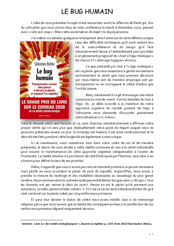 (PDF) LE BUG HUMAIN