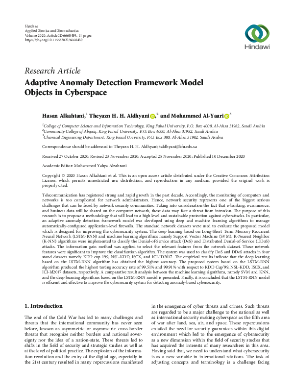 (PDF) Adaptive Anomaly Detection Framework Model Objects in Cyberspace
