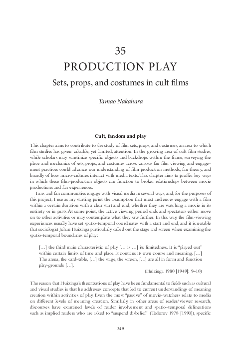 (PDF) PRODUCTION PLAY: Sets, props, and costumes in cult films