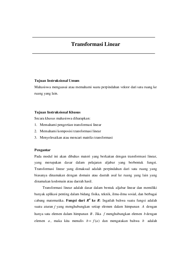 (PDF) Transformasi Linear