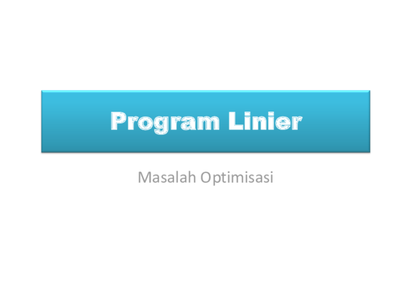 (PDF) Program Linier: Dualitas