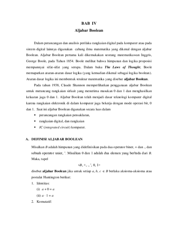 (PDF) Aljabar Boolean