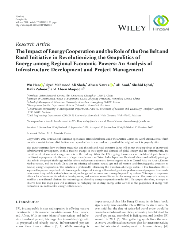 (PDF) The impact of energy cooperation and the role of the one belt and ...