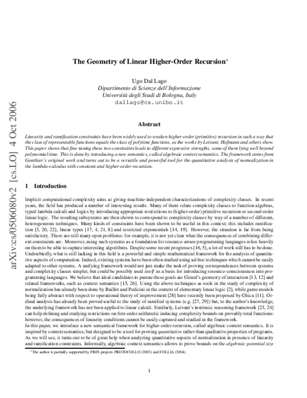 (PDF) The geometry of linear higher-order recursion