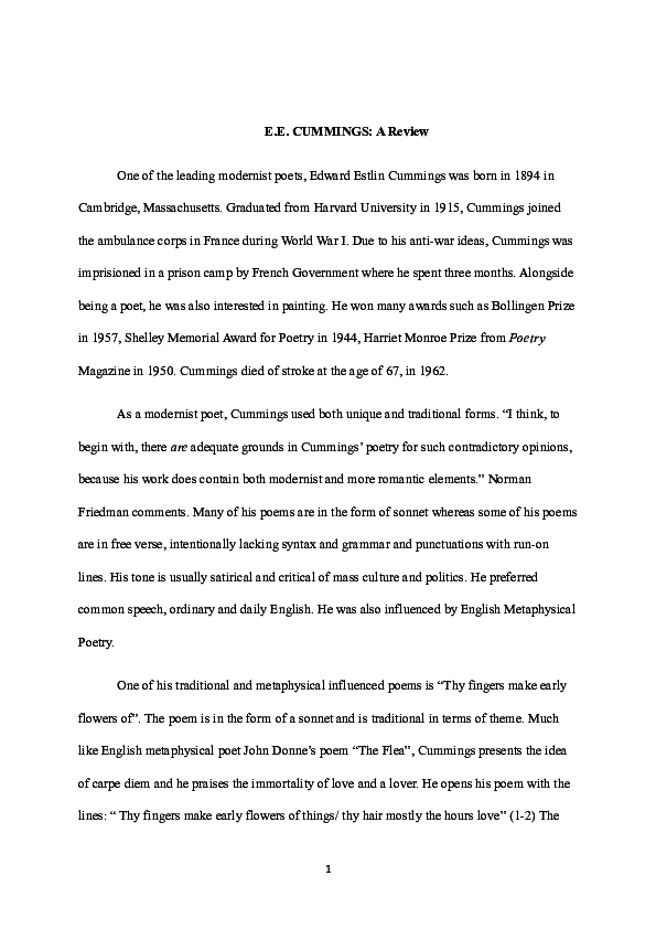 (PDF) E.E. CUMMINGS: A Review