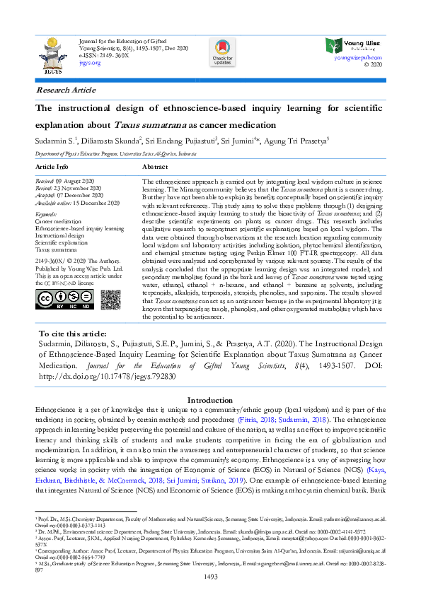 Pdf The Instructional Design Of Ethnoscience Based Inquiry Learning For Scientific Explanation