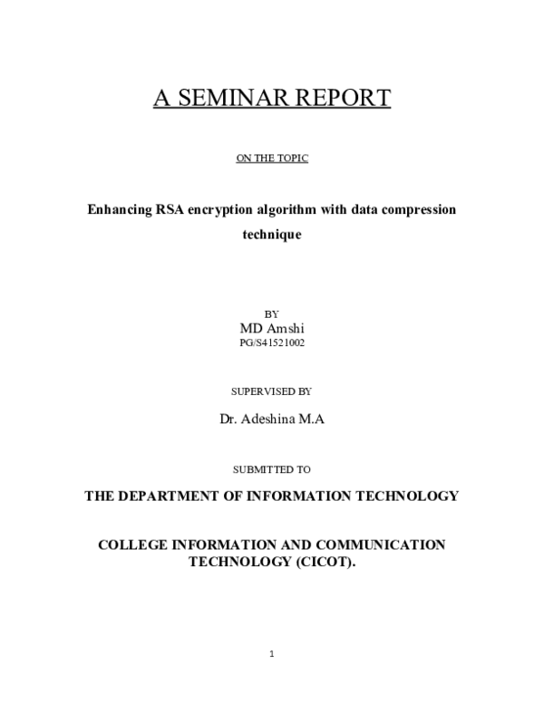 Doc Enhancing Rsa Algorithm Using Compression Technique
