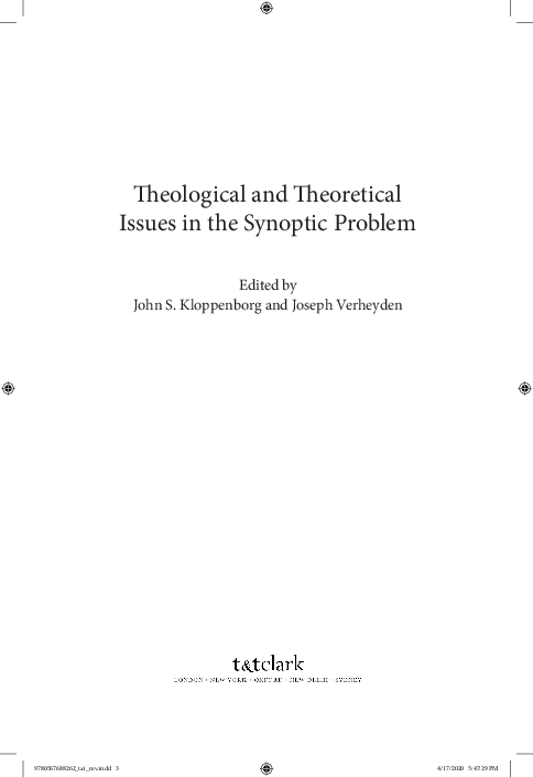 (PDF) Theological and Theoretical Issues in the Synoptic Problem